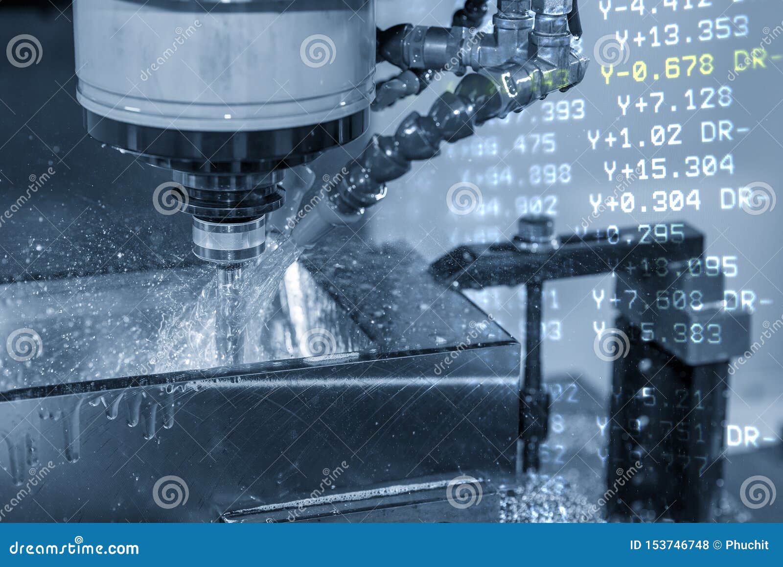 The Abstract Scene of CNC Milling Machine and the G-code Data ...