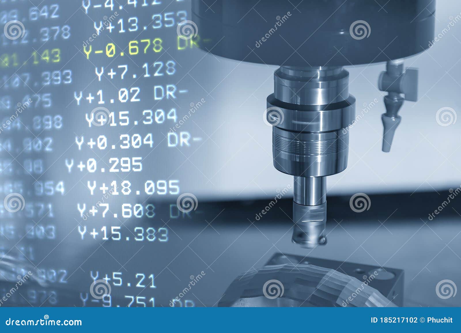 The Abstract Scene of CNC Milling Machine and the G-code Data ...