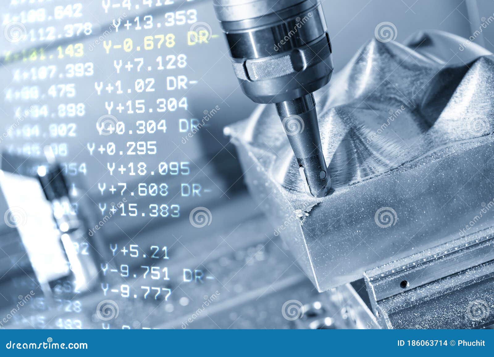 The Abstract Scene of CNC Milling Machine and the G-code Data ...
