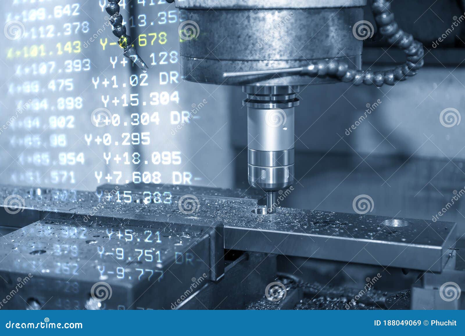 The Abstract Scene of CNC Milling Machine and the G-code Data ...