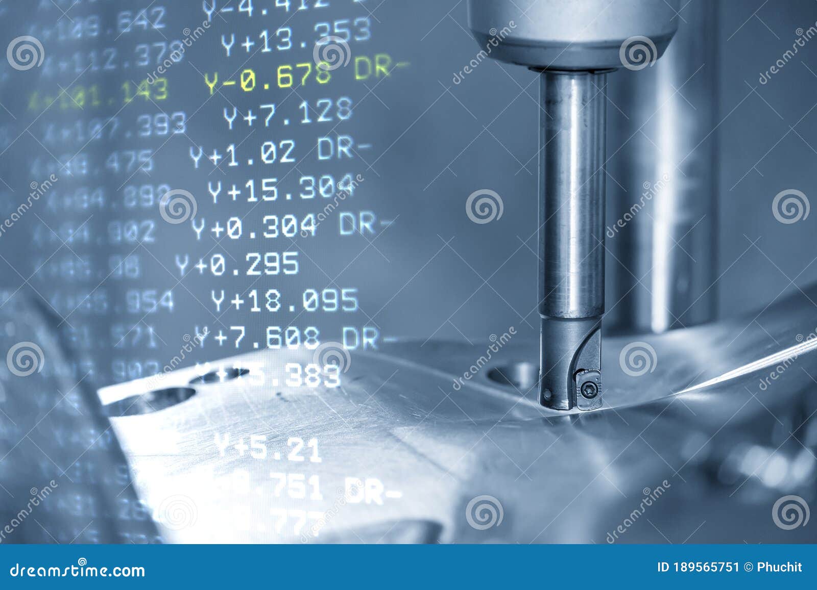 The Abstract Scene of CNC Milling Machine and the G-code Data ...