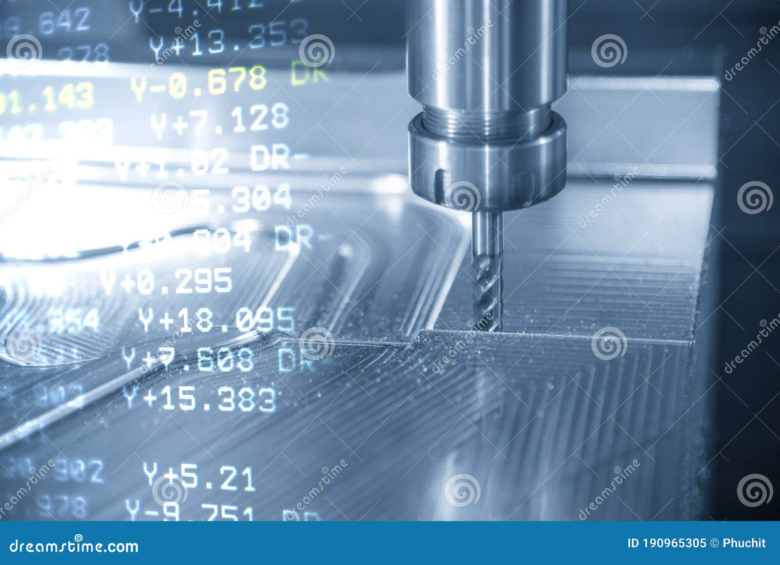 The Abstract Scene of CNC Milling Machine and the G-code Data ...