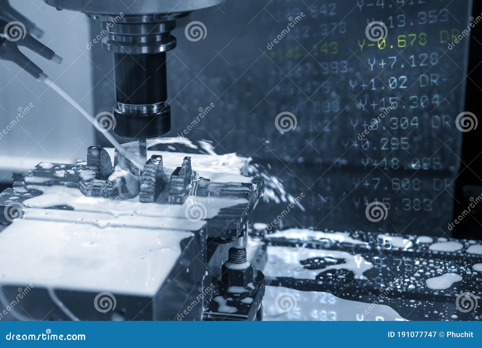 The Abstract Scene of CNC Milling Machine and the G-code Data ...