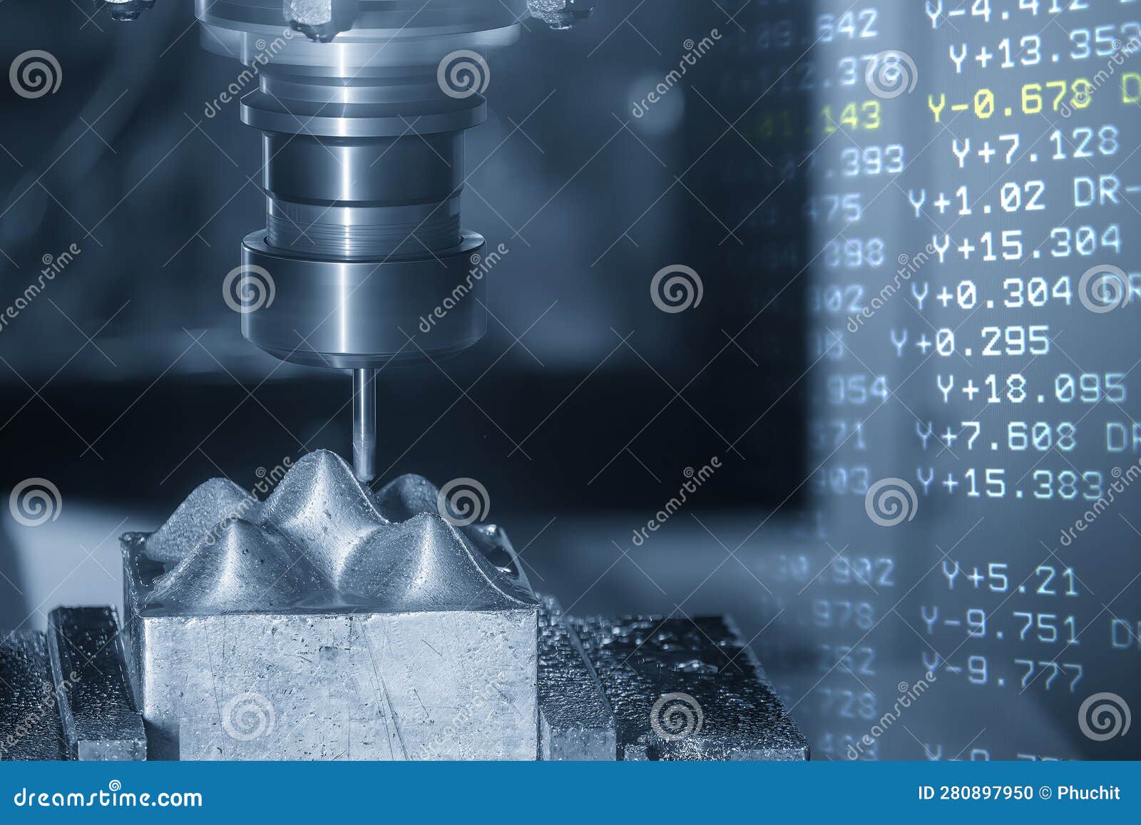Abstract Scene CNC Milling Machine and G-code Data Background Stock ...