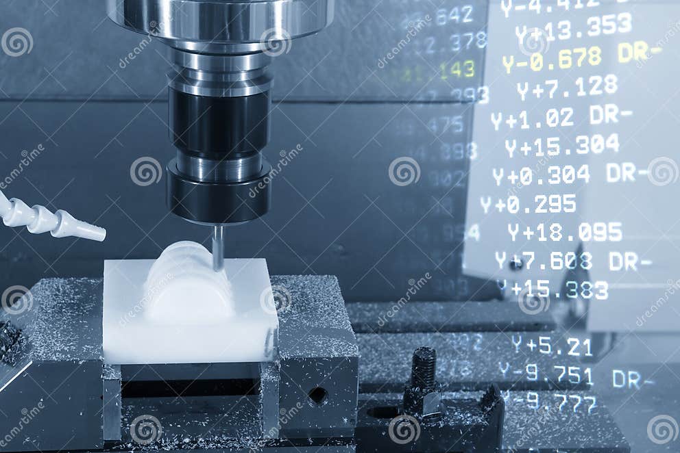 The Abstract Scene of CNC Milling Machine and the G-code Data ...