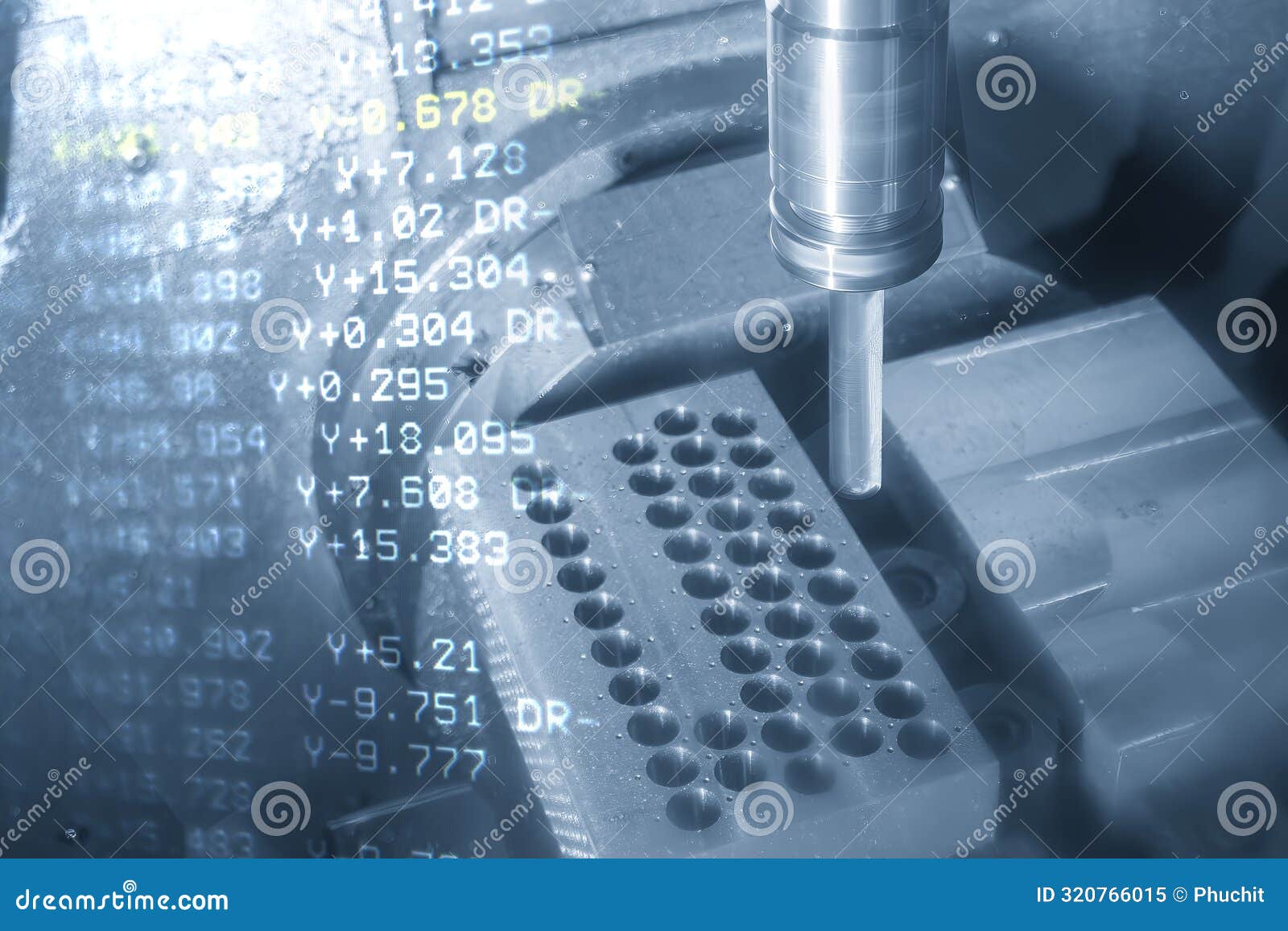 Abstract Scene the CNC Milling Machine Hole Drilling Process on Mold ...