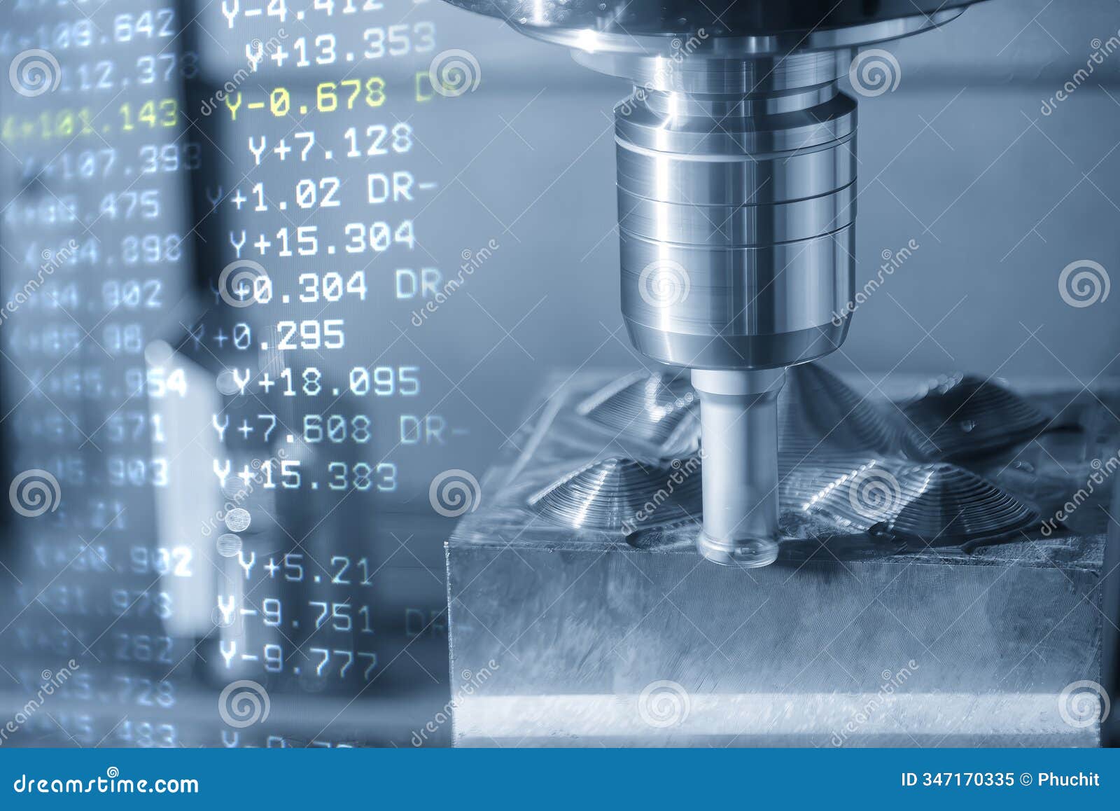 Abstract Scene the CNC Milling Machine Rough Cutting and G-code Data ...