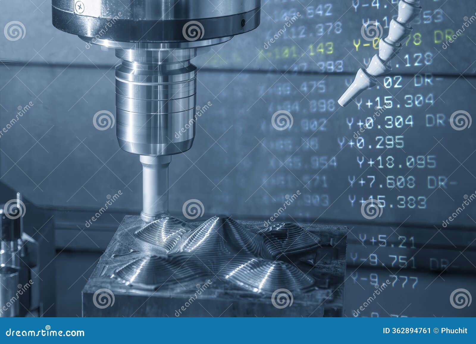 Abstract Scene the CNC Milling Machine Rough Cutting the Injection Mold ...