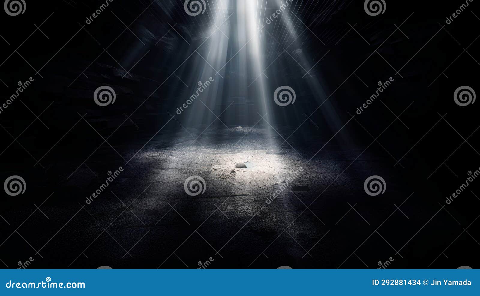 Abstract Scene of Dark Room with Light Rays Coming from the Ceiling ...