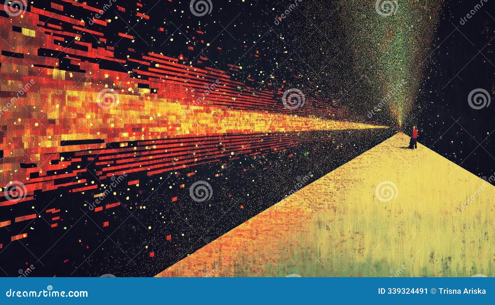 An Abstract Scene Depicting a Pathway Illuminated by Vibrant Colors ...