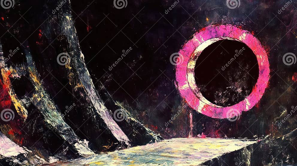 An Abstract Scene Featuring a Dark Background, a Circular Void, and ...