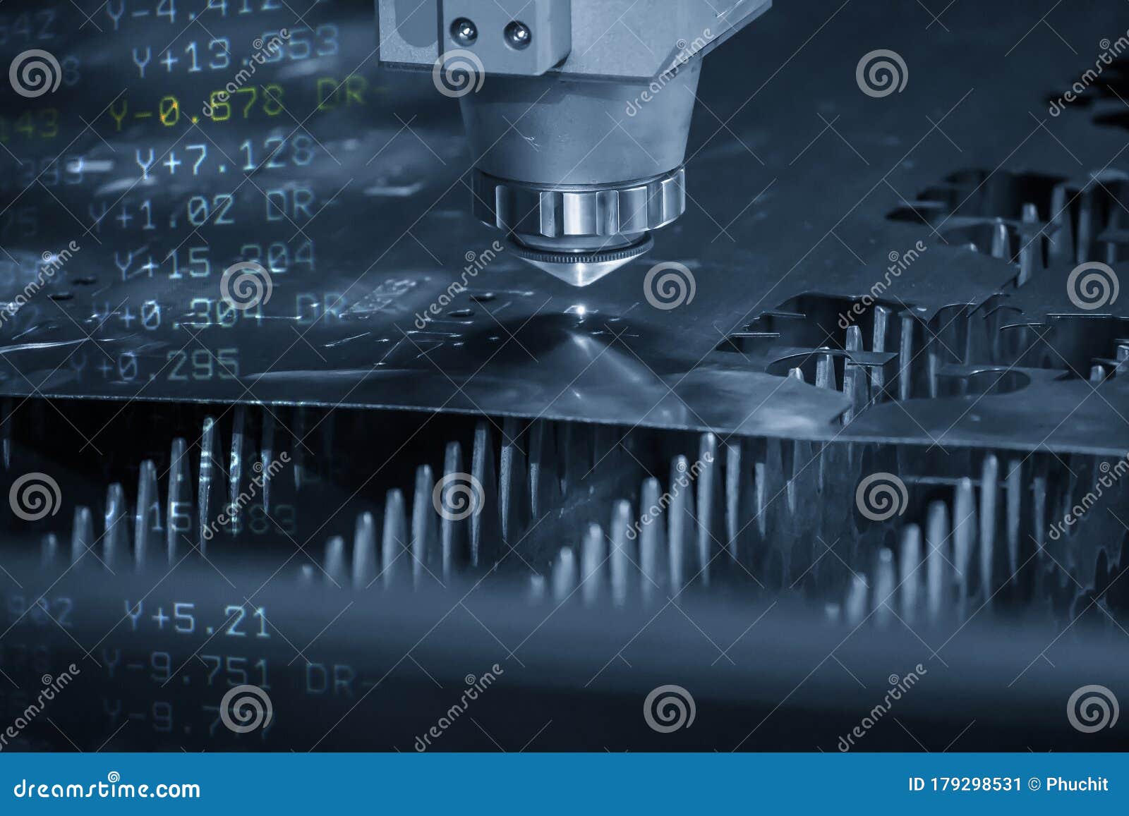 The Abstract Scene of Fiber Laser Cutting Machine Cutting the Sheet ...