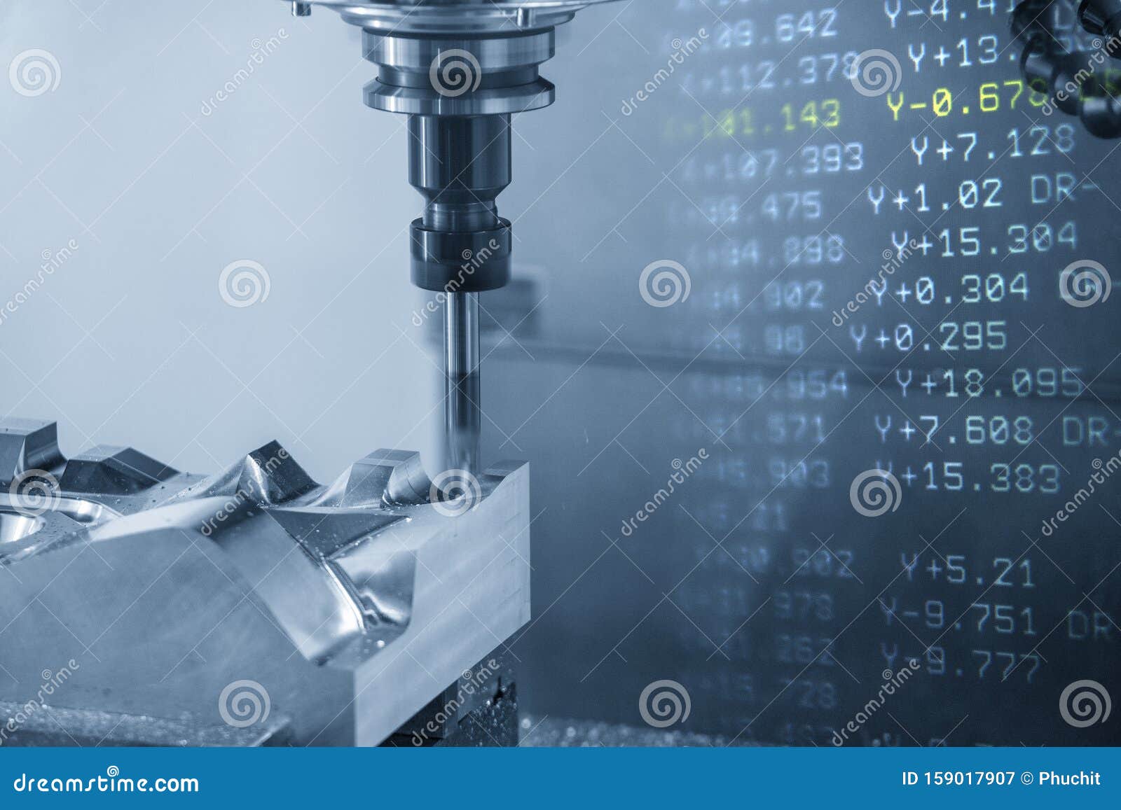 The Abstract Scene of the G-code Data Background and the CNC Milling ...