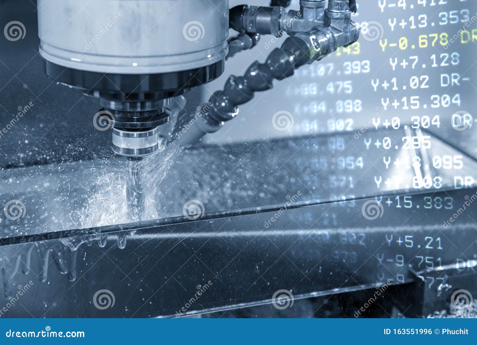 The Abstract Scene of the G-code Data and the CNC Milling Machine ...