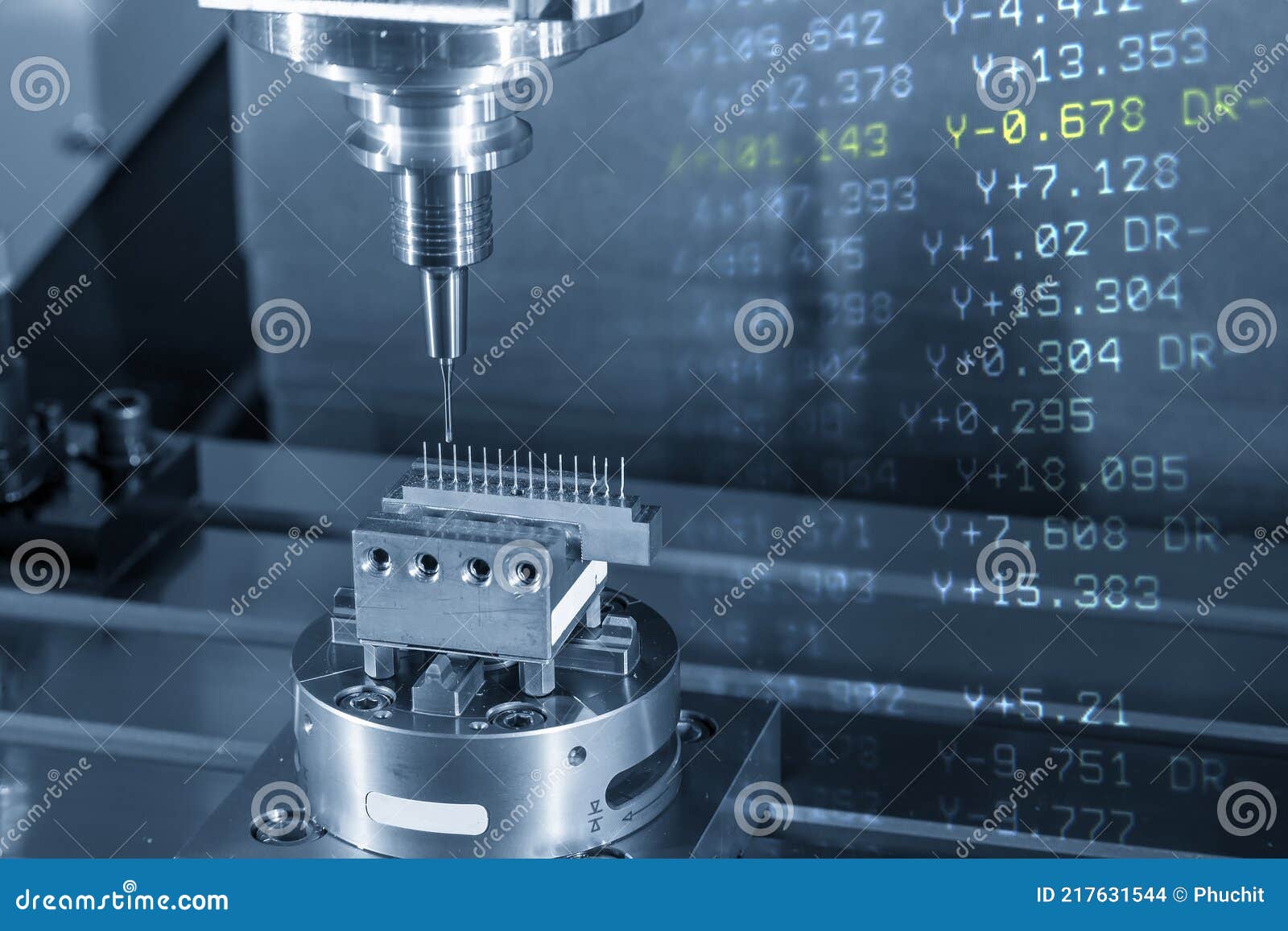 The Abstract Scene of Hi-precision CNC Milling Machine Cutting the ...