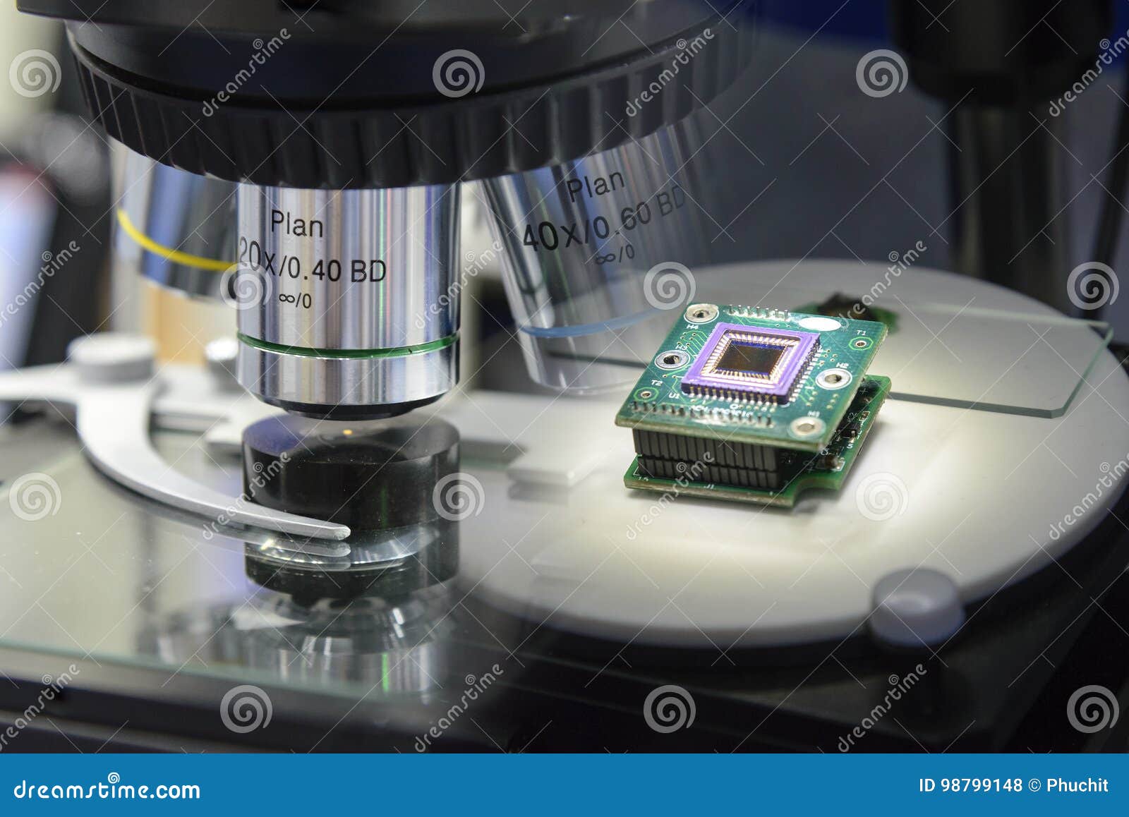 Abstract Scene of Microscope and the Microchip. Stock Photo - Image of ...