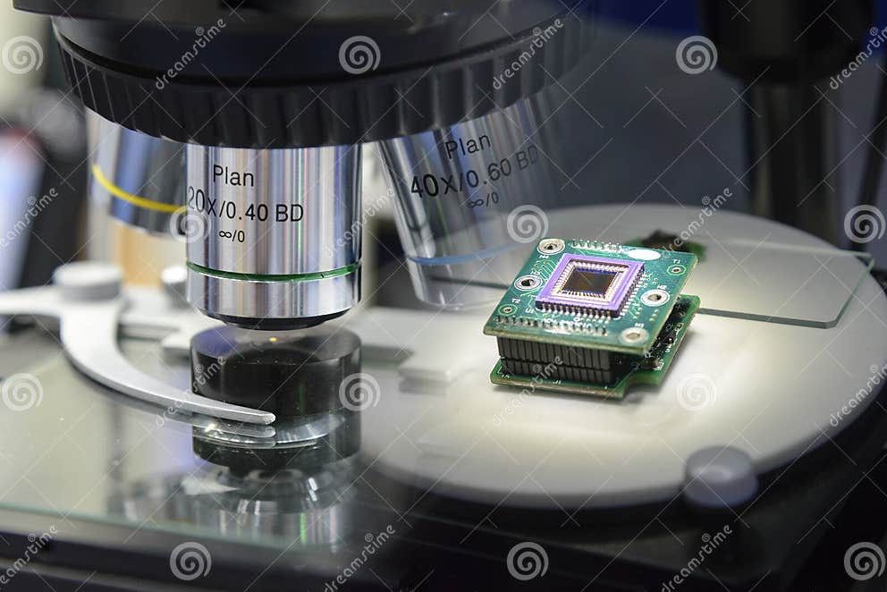 Abstract Scene of Microscope and the Microchip. Stock Photo - Image of ...