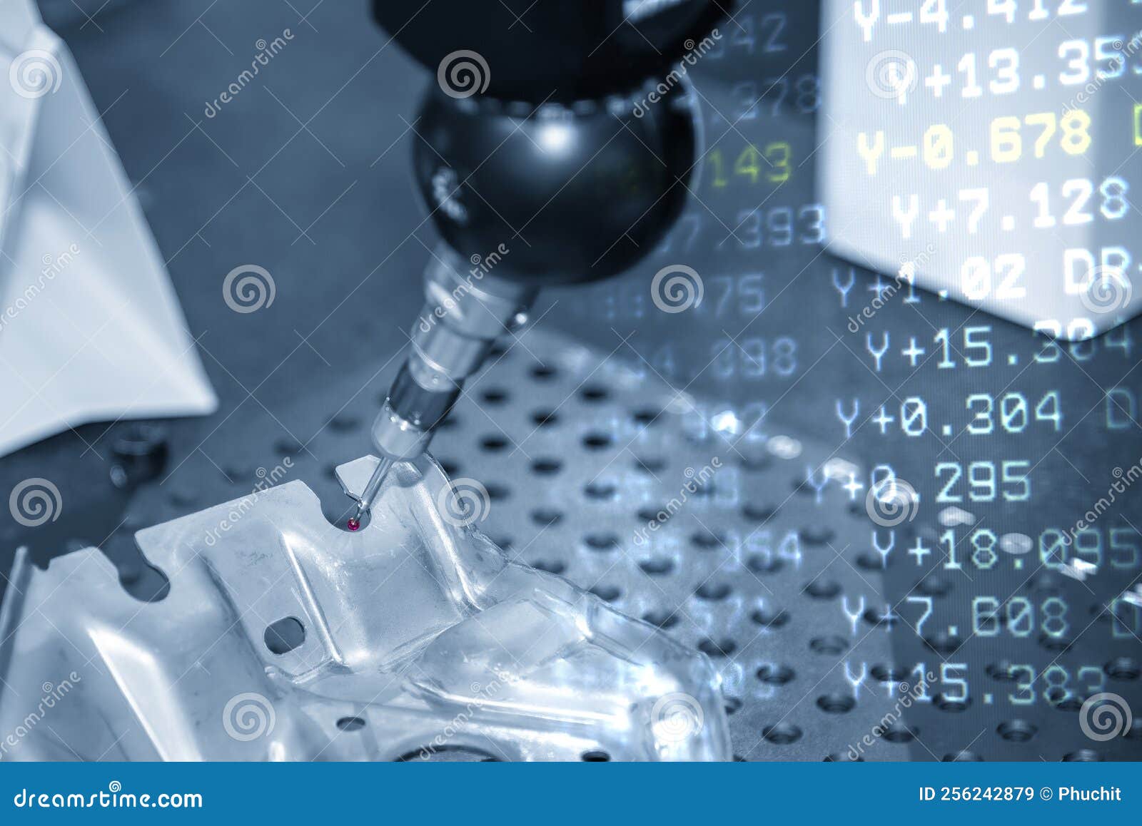 Abstract Scene of Multi-axis CMM Machine and G-code Data Background ...