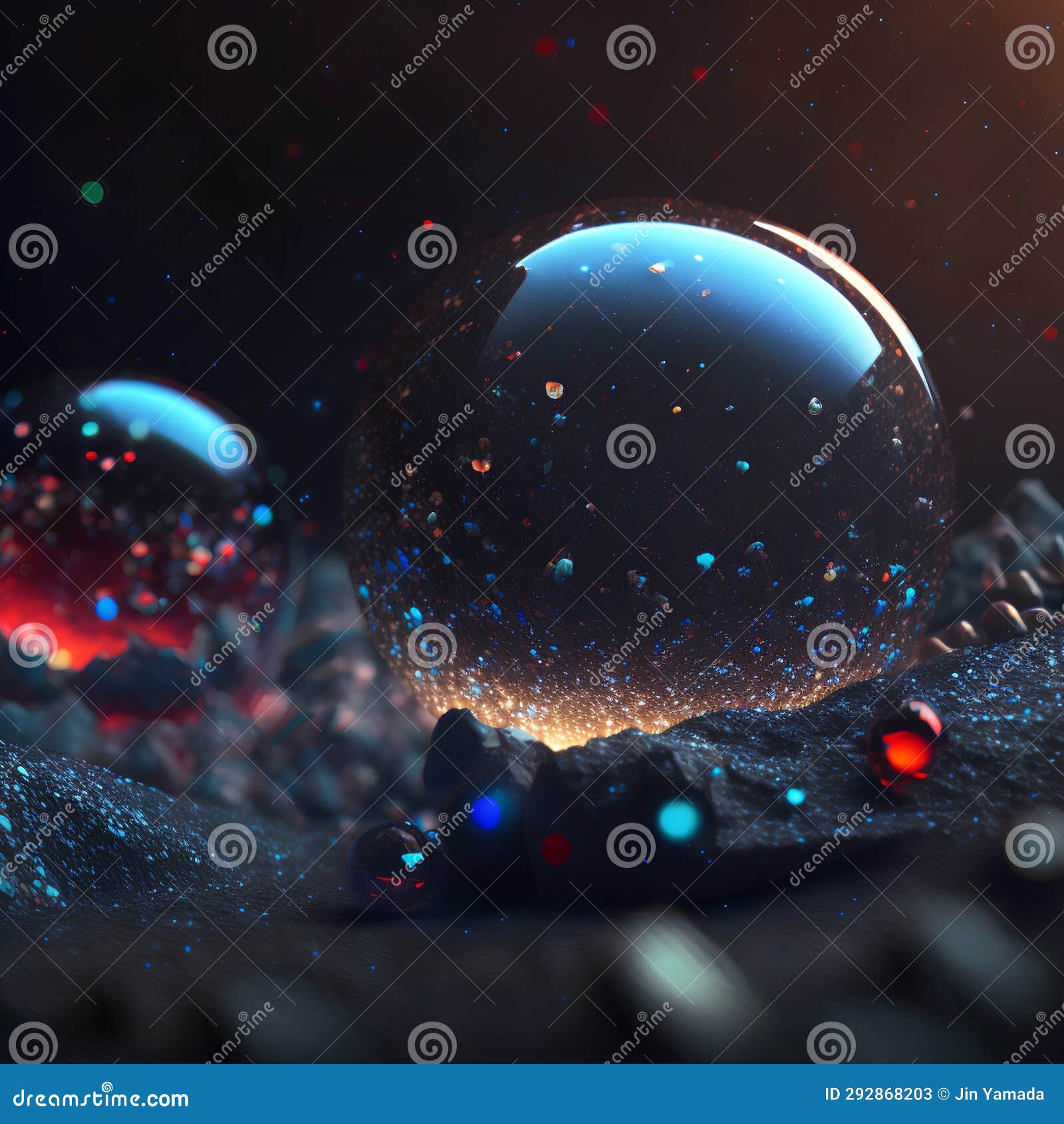 Abstract Scene with Planet and Stars. 3d Render Illustration Stock ...