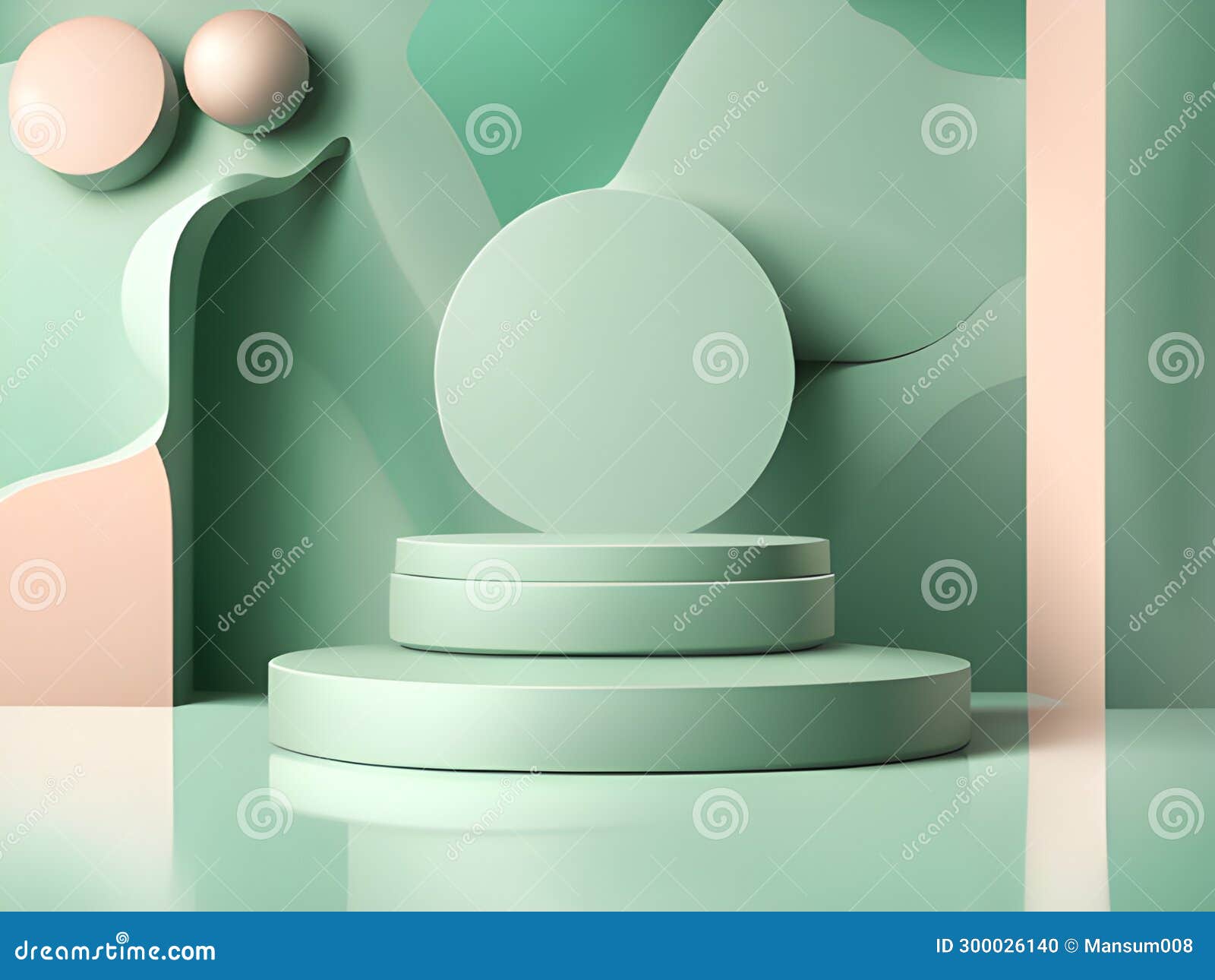 Abstract Scene with Podium and Geometric Forms. Presentation Concept ...