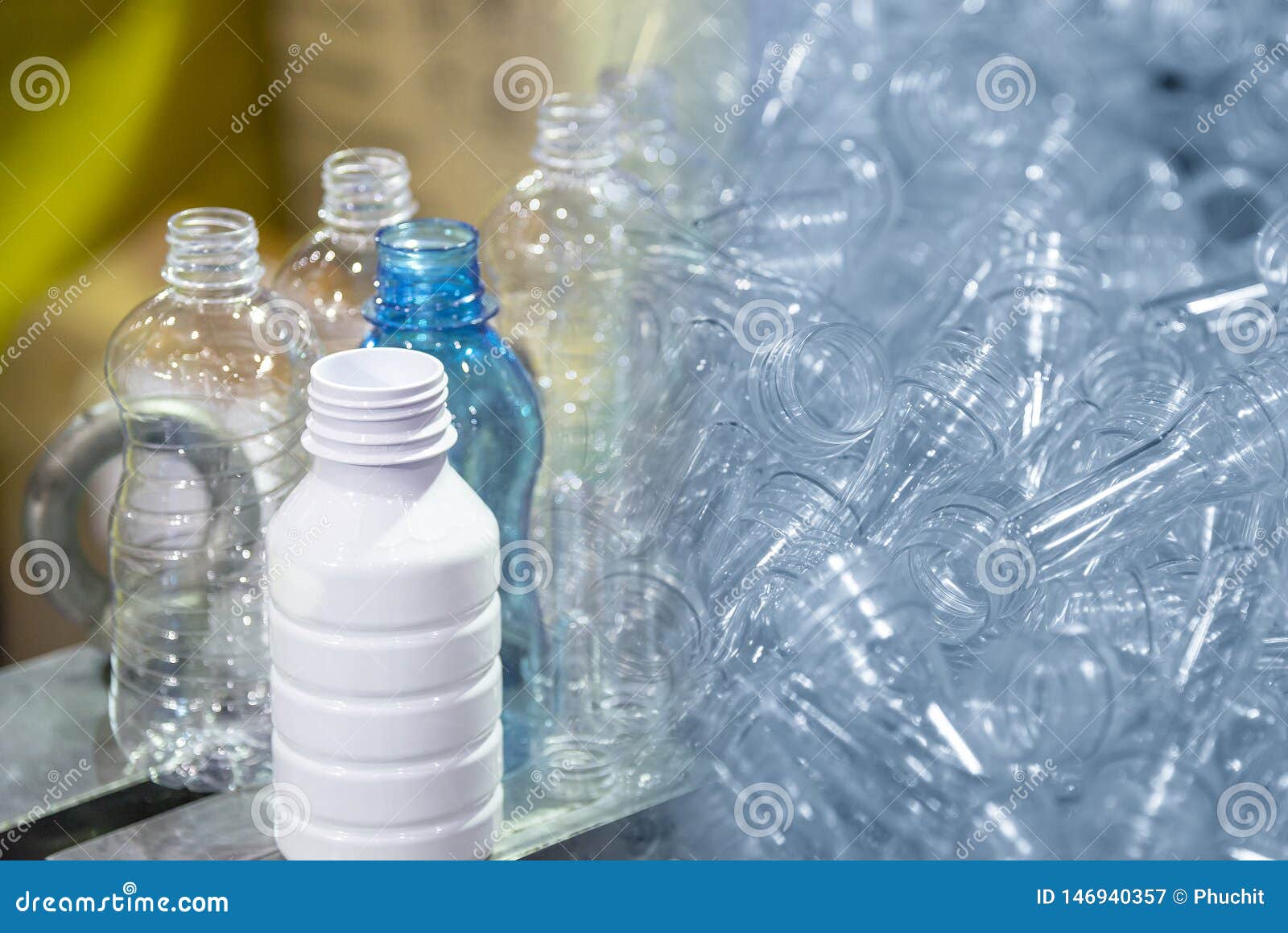 The Abstract Scene of Preform Shape and Plastic Bottles Product. Stock ...