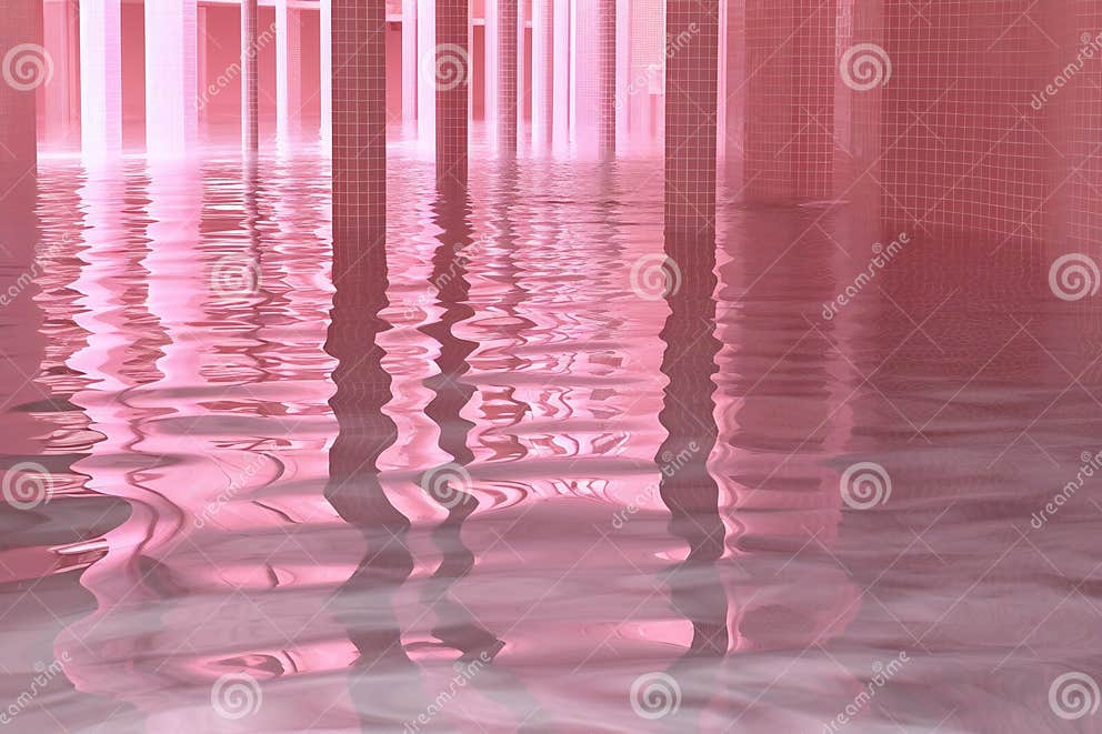 Abstract Scene with Reflection in the Water Stock Illustration ...