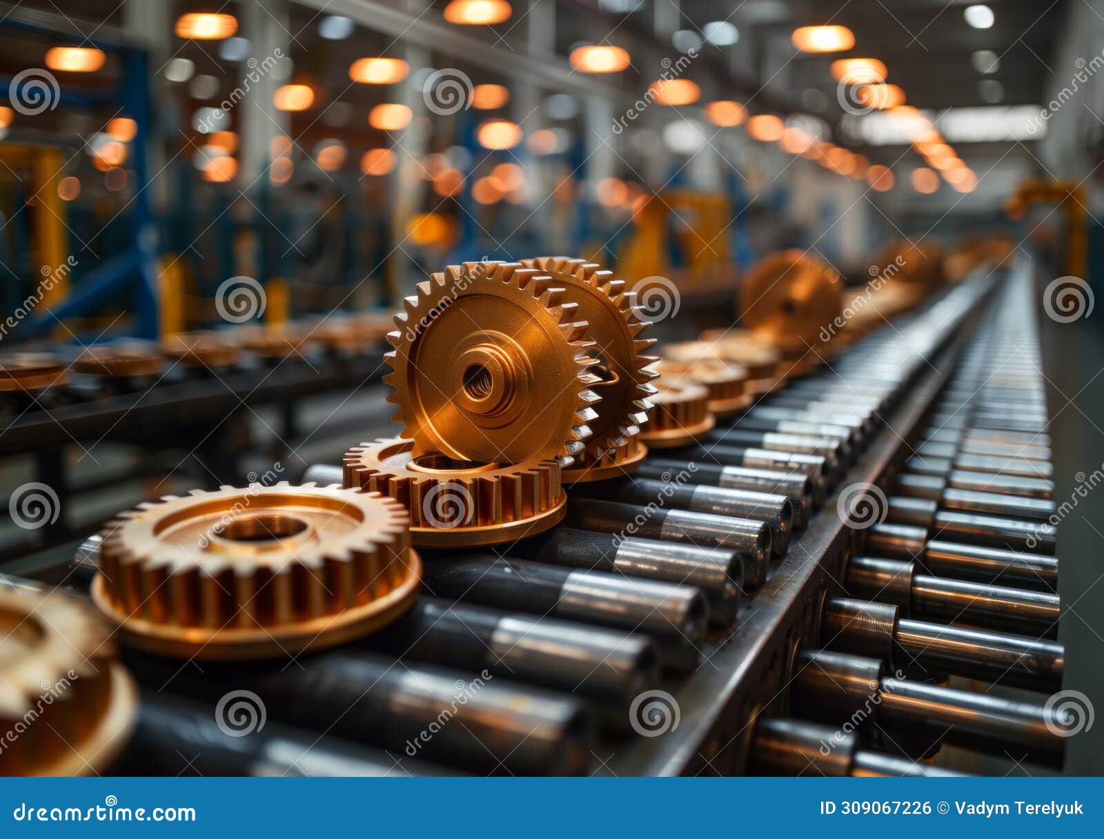 The Abstract Scene of the Rotating Gears at the Factory Stock Photo ...