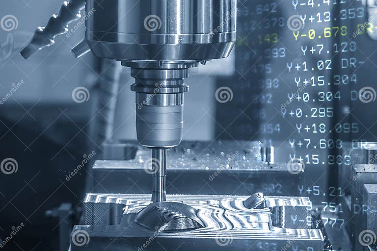 The Abstract Scene the Rough Cutting Process on CNC Milling Machine and ...