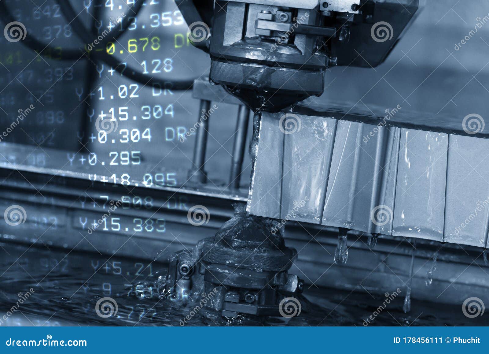 The Abstract Scene of Wire EDM Machine Cutting the Die Parts and NC ...