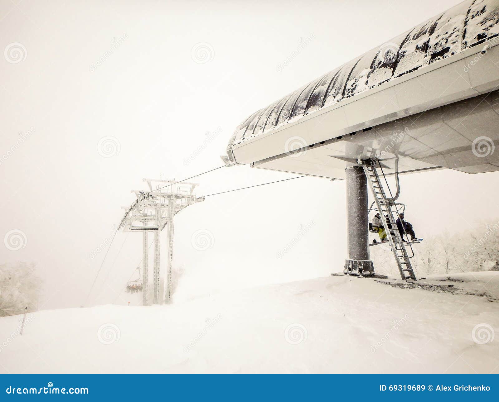 Abstract Scenes at Ski Resort during Snow Storm Stock Image - Image of ...