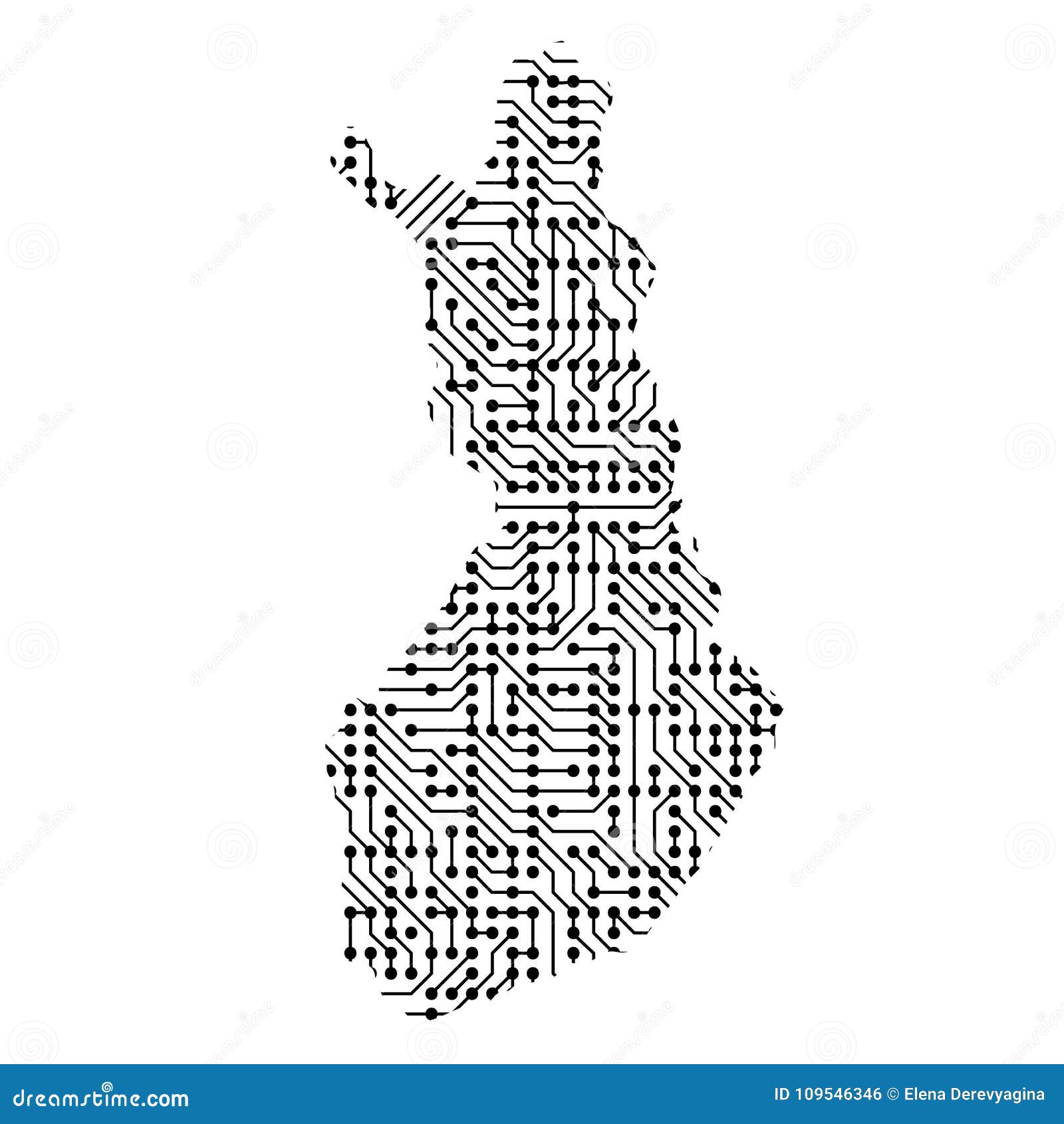 Map Of Finland With Black Contour Lines Cartoon Vector | CartoonDealer ...