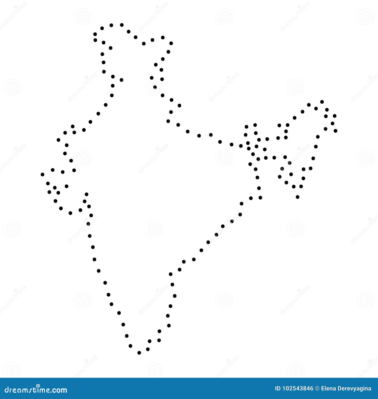 Abstract Schematic Map of India from the Black Dots Along the Pe Stock ...