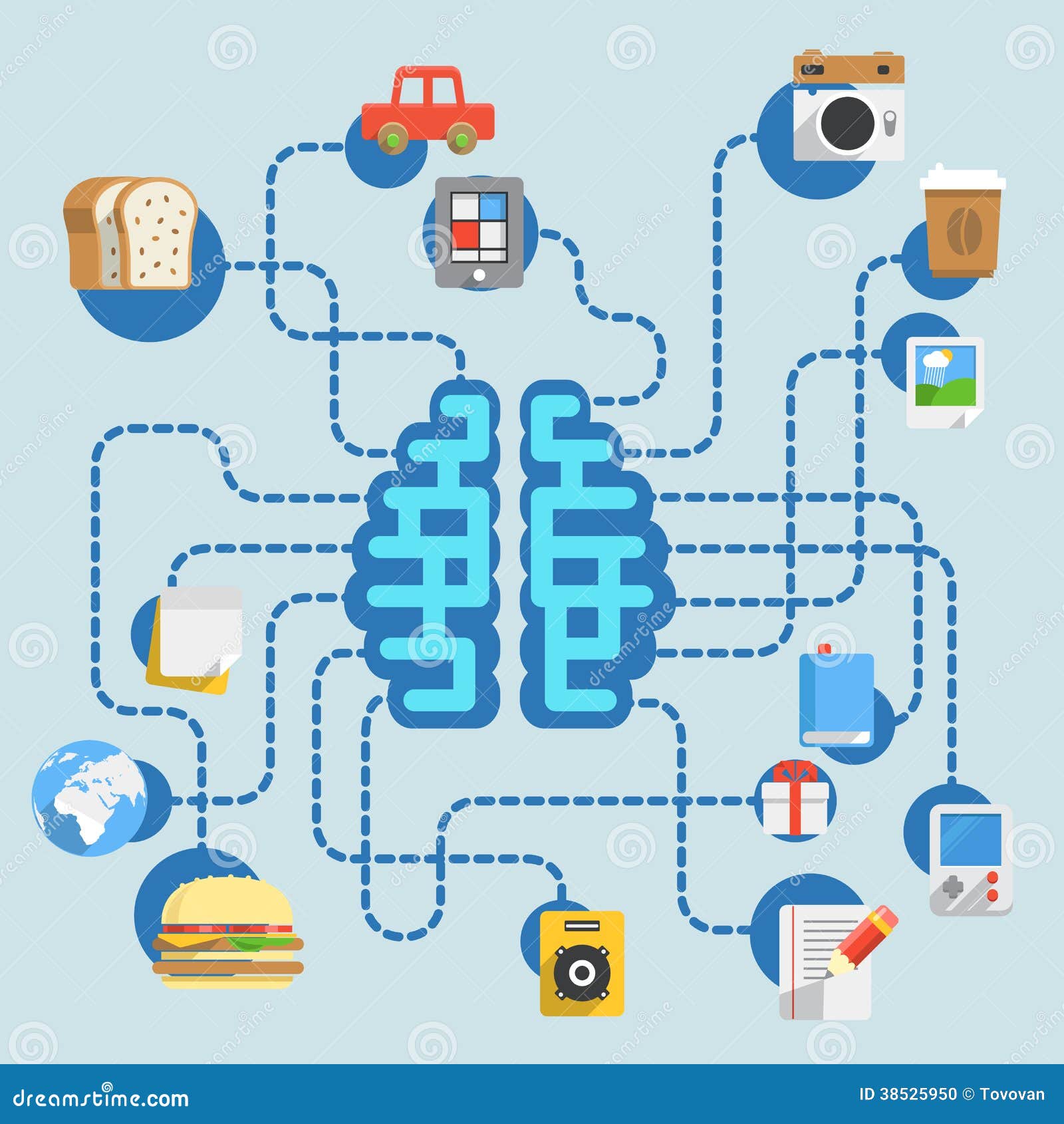 Abstract scheme with brain stock illustration. Illustration of earth ...