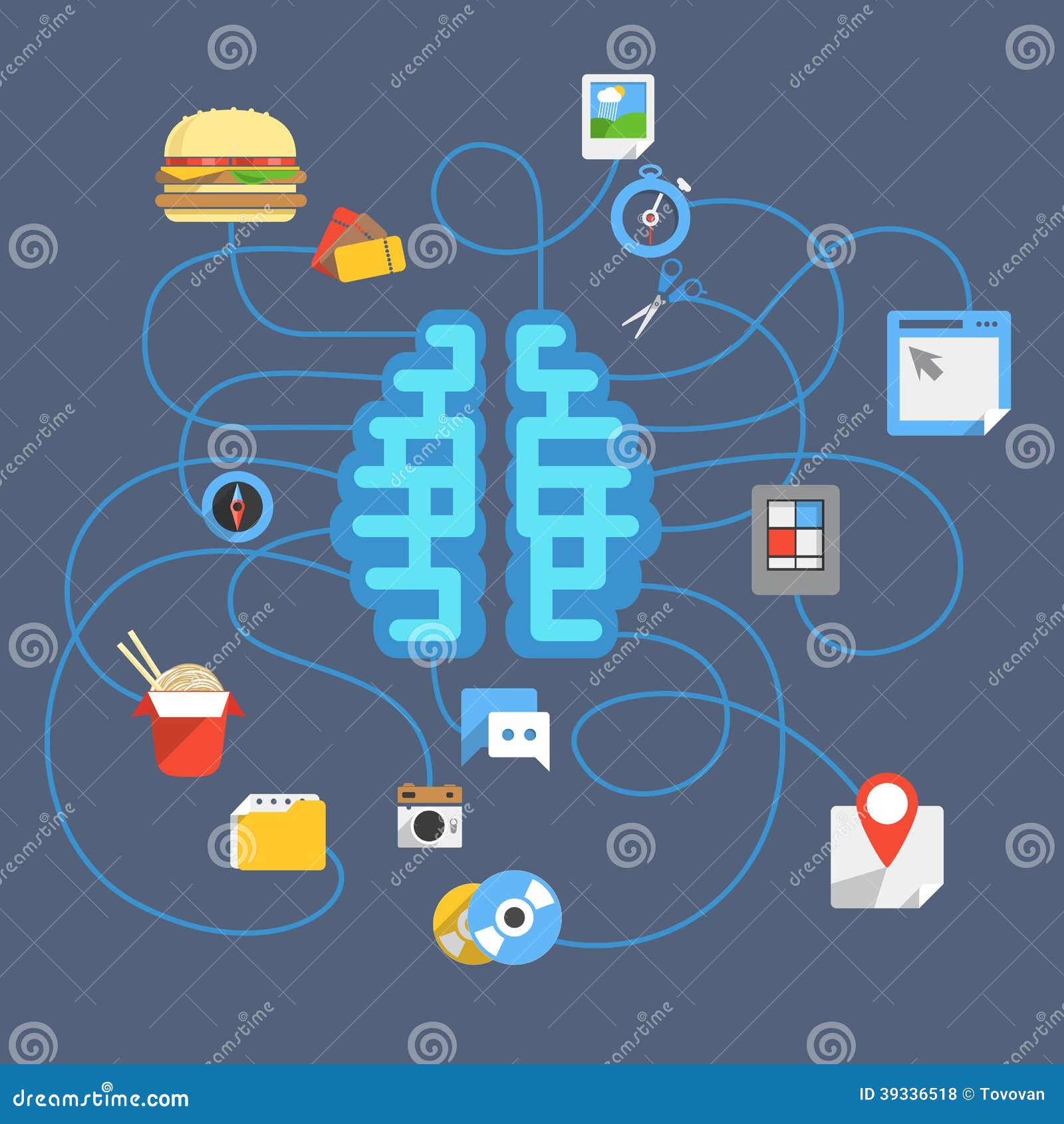 Abstract scheme with brain stock vector. Illustration of report - 39336518