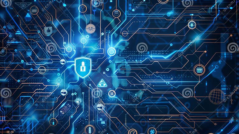 Abstract Scheme with Cyber Security Themes. Stock Illustration ...