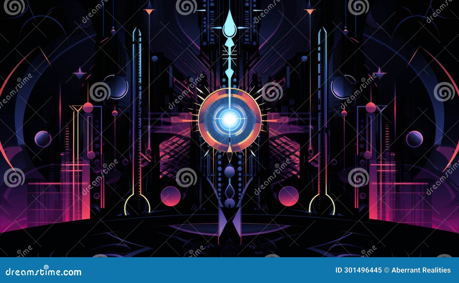 An Abstract Sci - Fi Art Piece with a Futuristic City in the Background ...