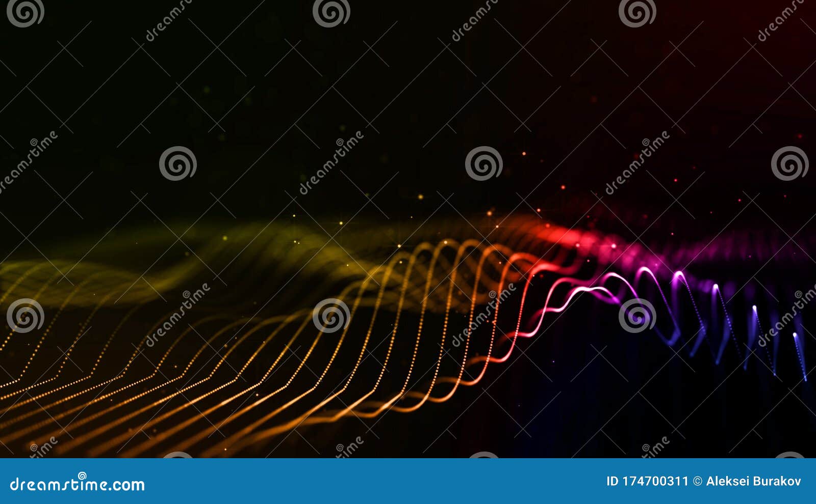 Abstract Sci-fi Background with Glow Particles Form Curved Lines ...