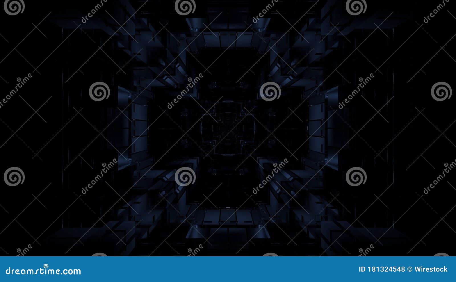 Abstract Sci-fi Illustration of the Blue Futuristic Light Patterns on a ...