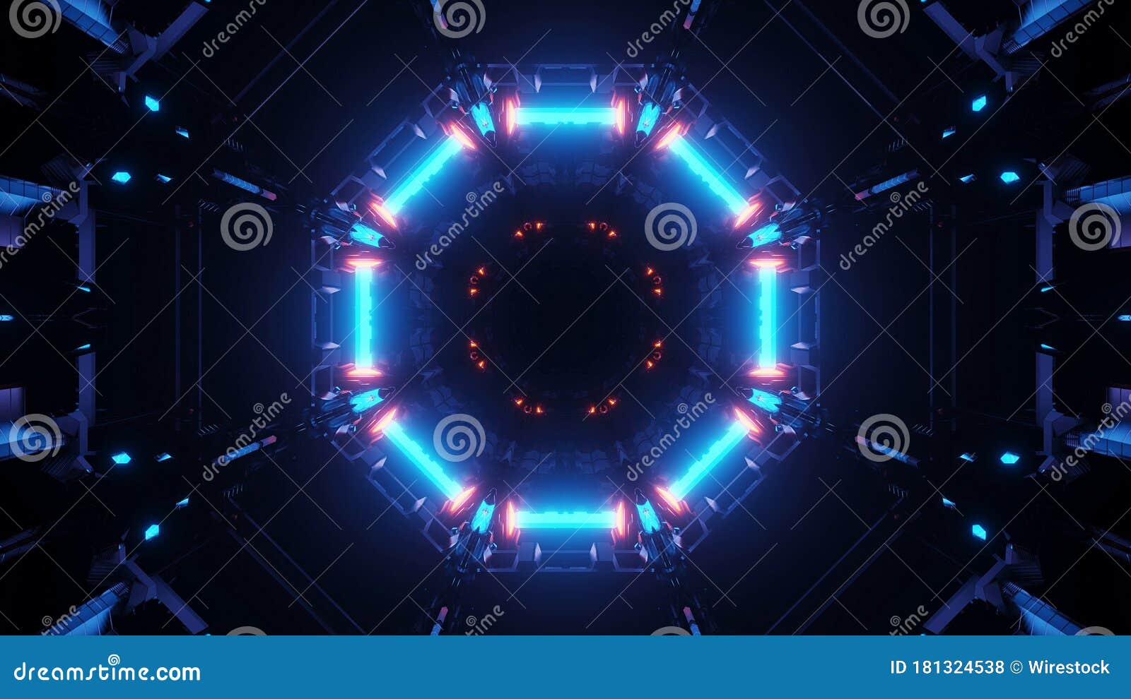 Abstract Sci-fi Illustration of Red and Blue Futuristic Light Patterns ...
