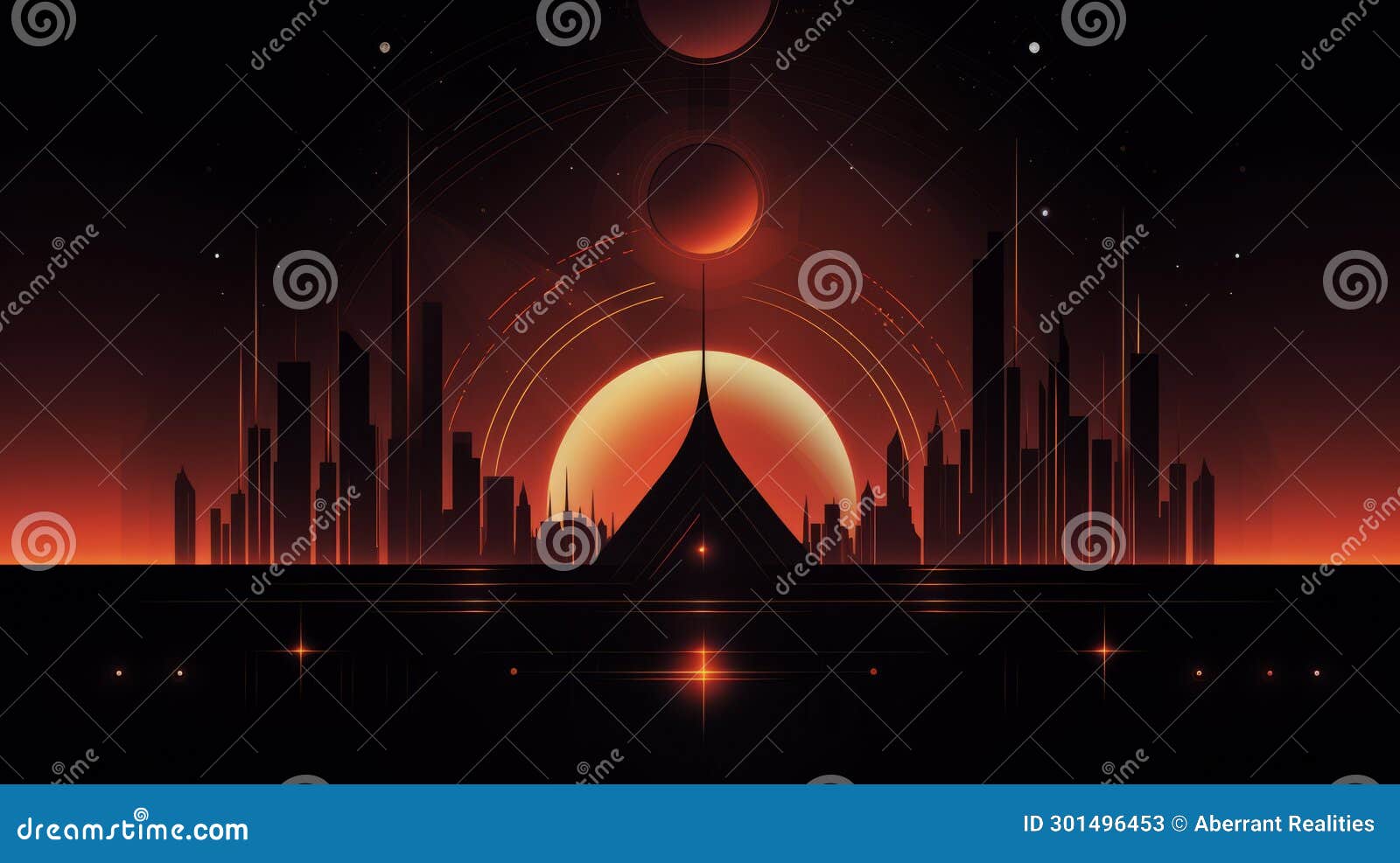 An Abstract Sci - Fi Scene with a City in the Background Stock ... An Abstract Sci - Fi Scene with a City in the Background Stock ...