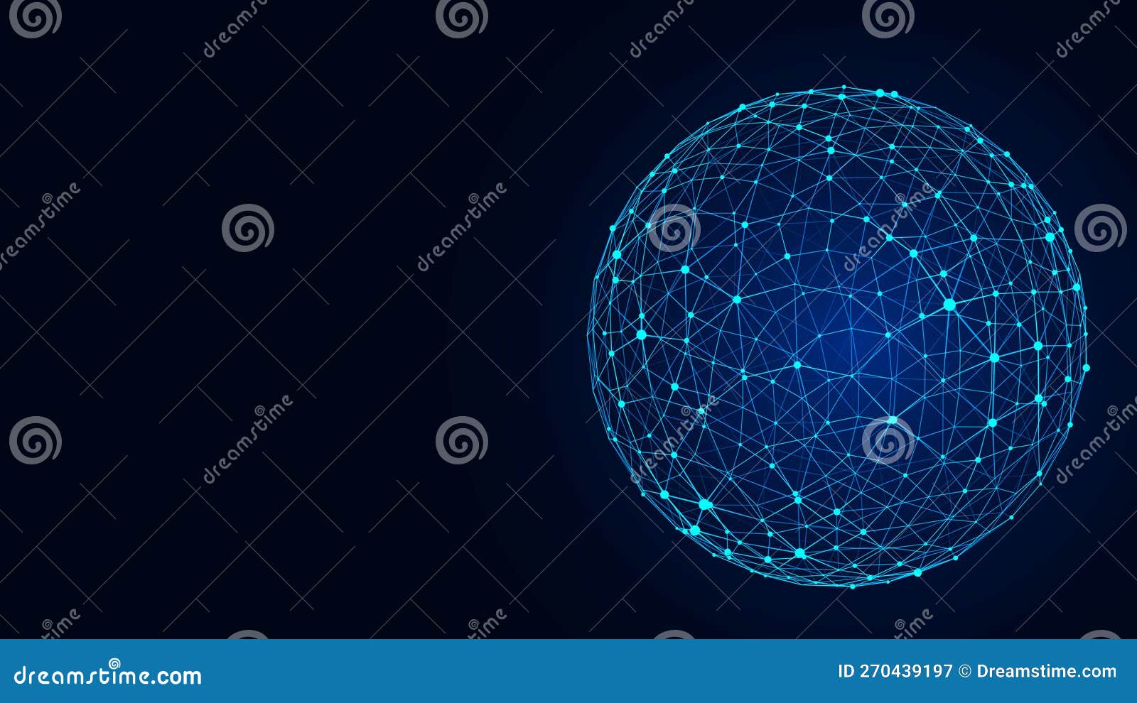 Abstract Sci-fi Sphere with Particles and Lines. Technology Network ...