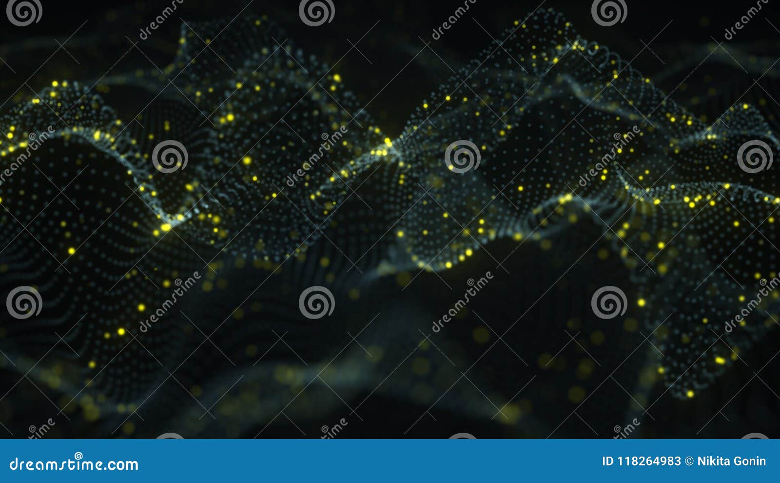 Abstract Sci-fi Surface of Glowing Particles Stock Illustration ...