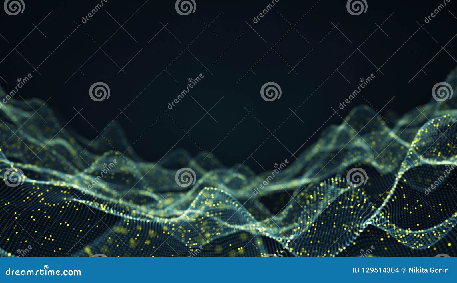 Abstract Sci-fi Surface of Glowing Particles Stock Illustration ...