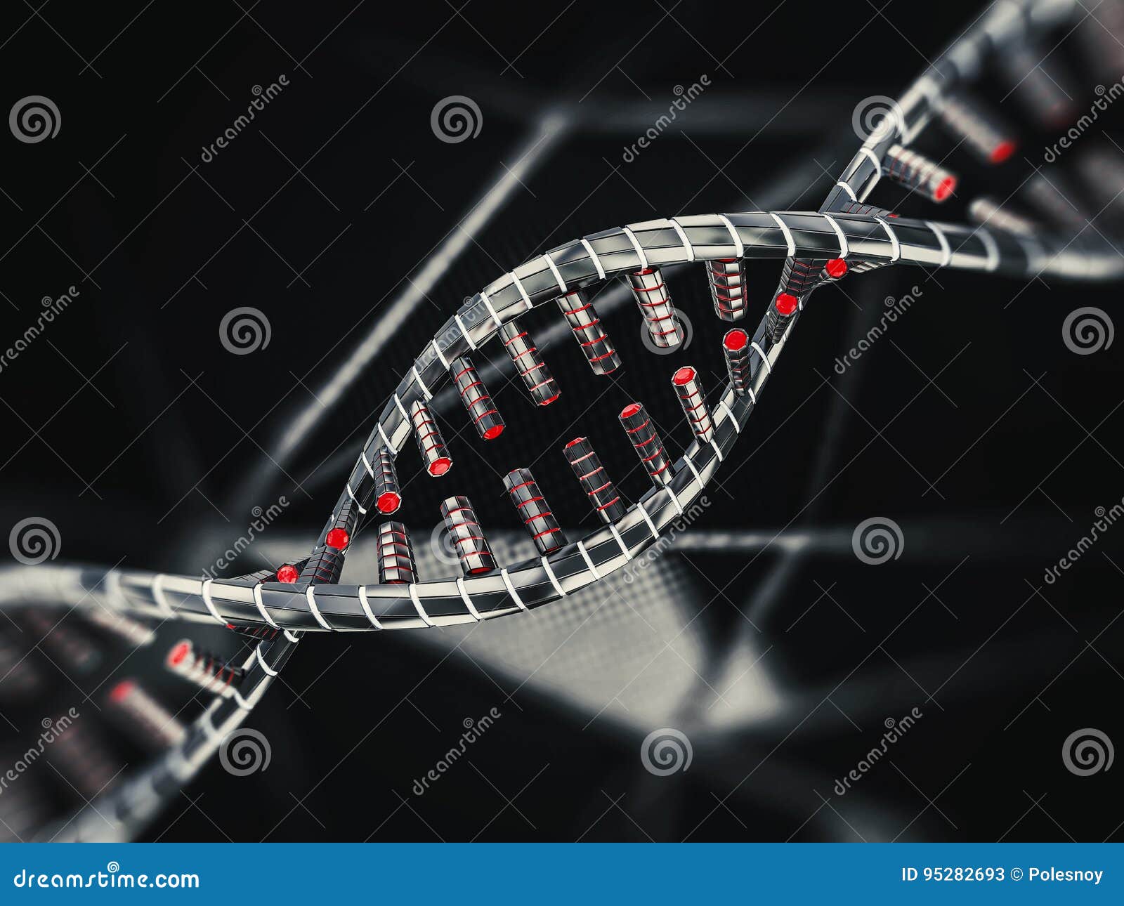 Abstract Science Background with DNA Strands. 3D Stock Illustration ...