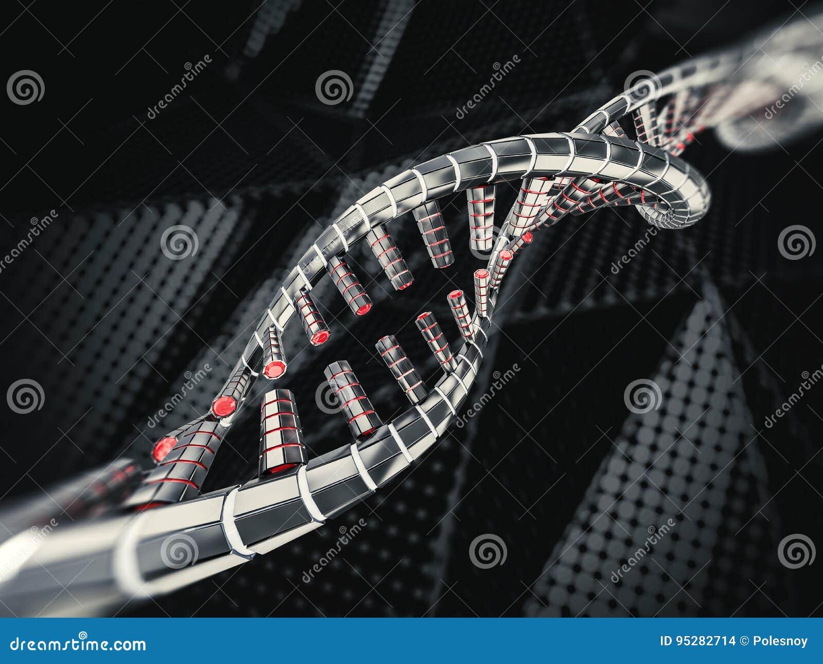 Abstract Science Background with DNA Strands. 3D Stock Illustration ...