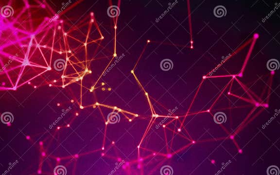 Abstract Science Background with Particles and Plexus Connected Lines. Stock Illustration ...