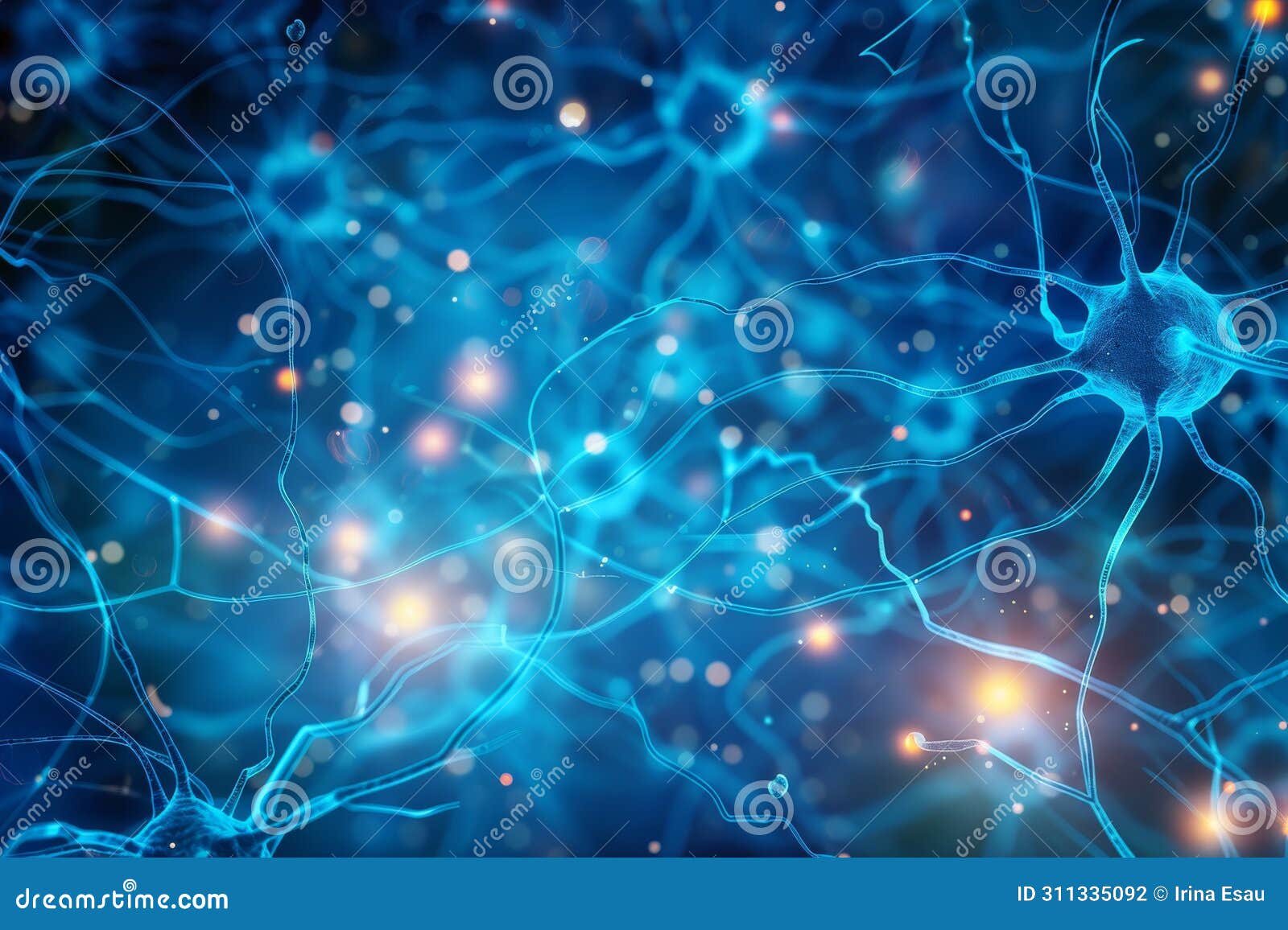 Abstract Science with Blue and Pink Neurons Brain Network. Stock ...