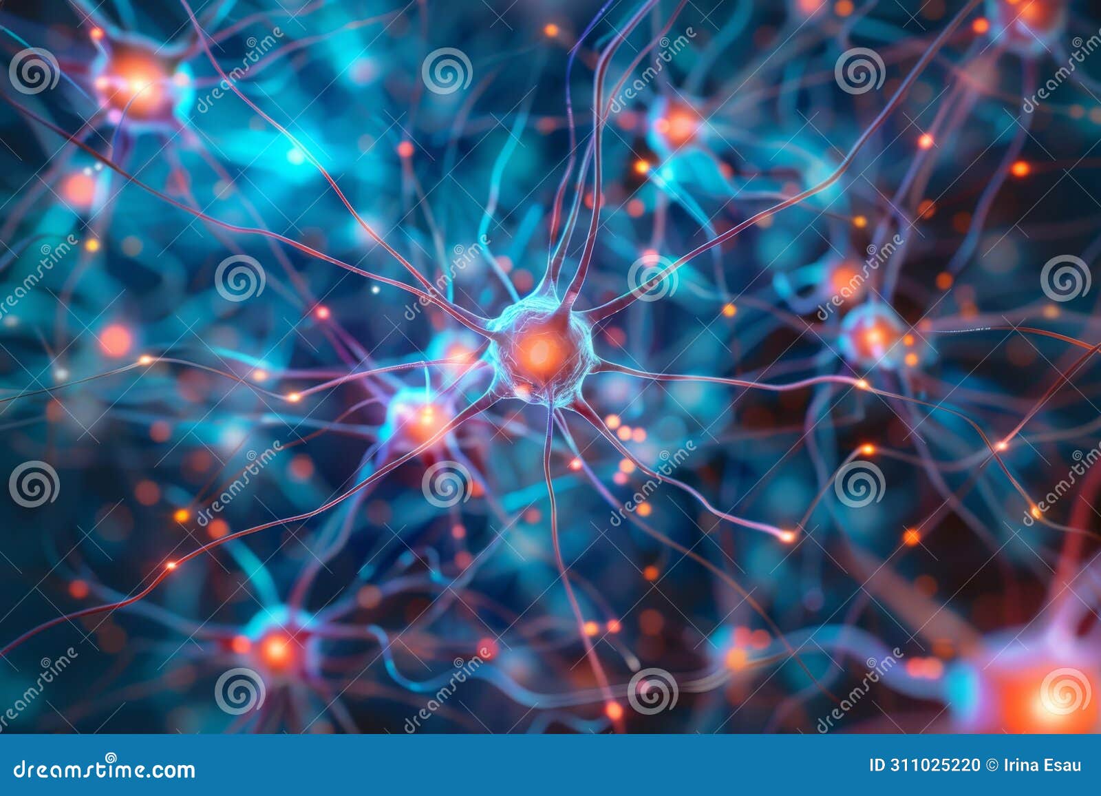 Abstract Science with Blue and Pink Neurons Brain Network. Stock ...