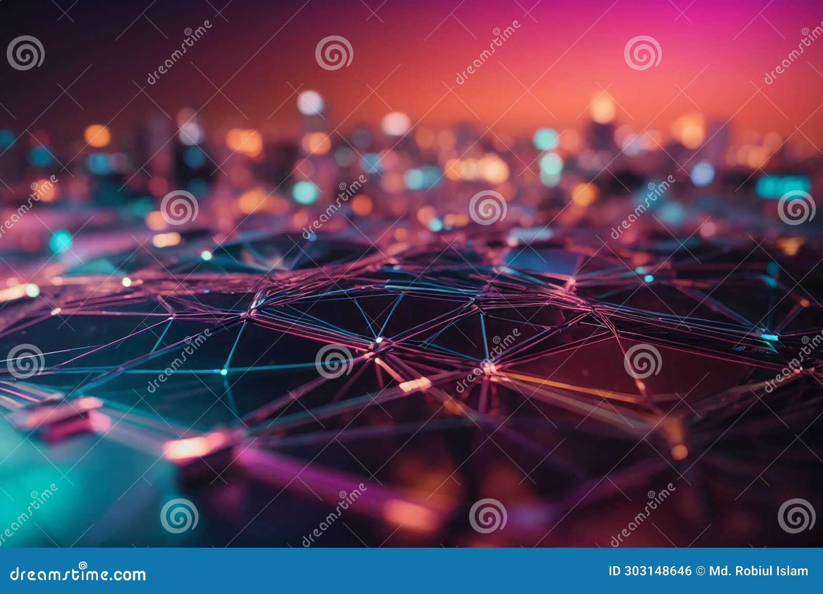 Abstract Science Fiction Network 3D Rendering Background. Ai Generated ...