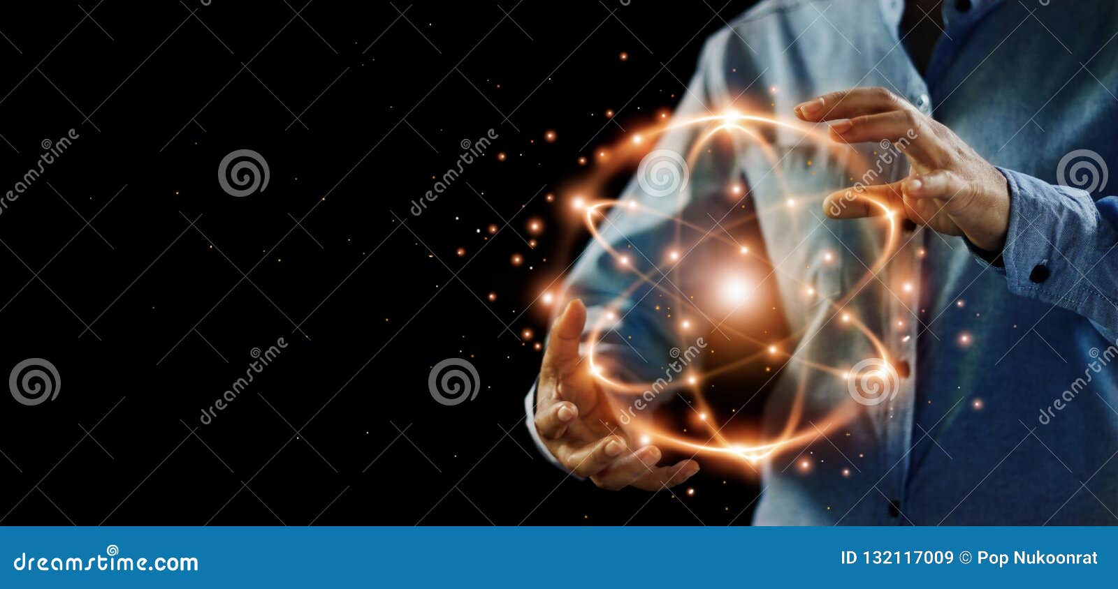 Abstract Science, Hands Holding Atomic Particle, Nuclear Energy Stock ...